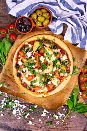 Greek Pizza - Hungry Healthy Happy