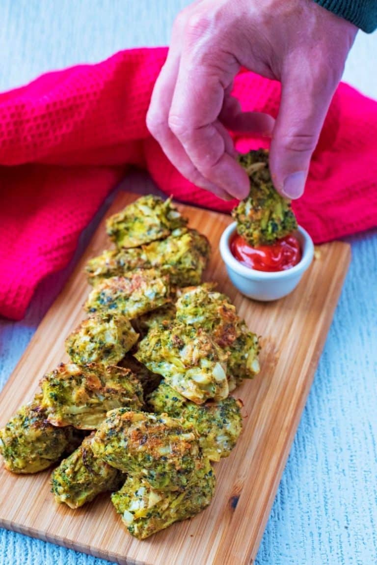 Cheesy Baked Broccoli Bites - Hungry Healthy Happy