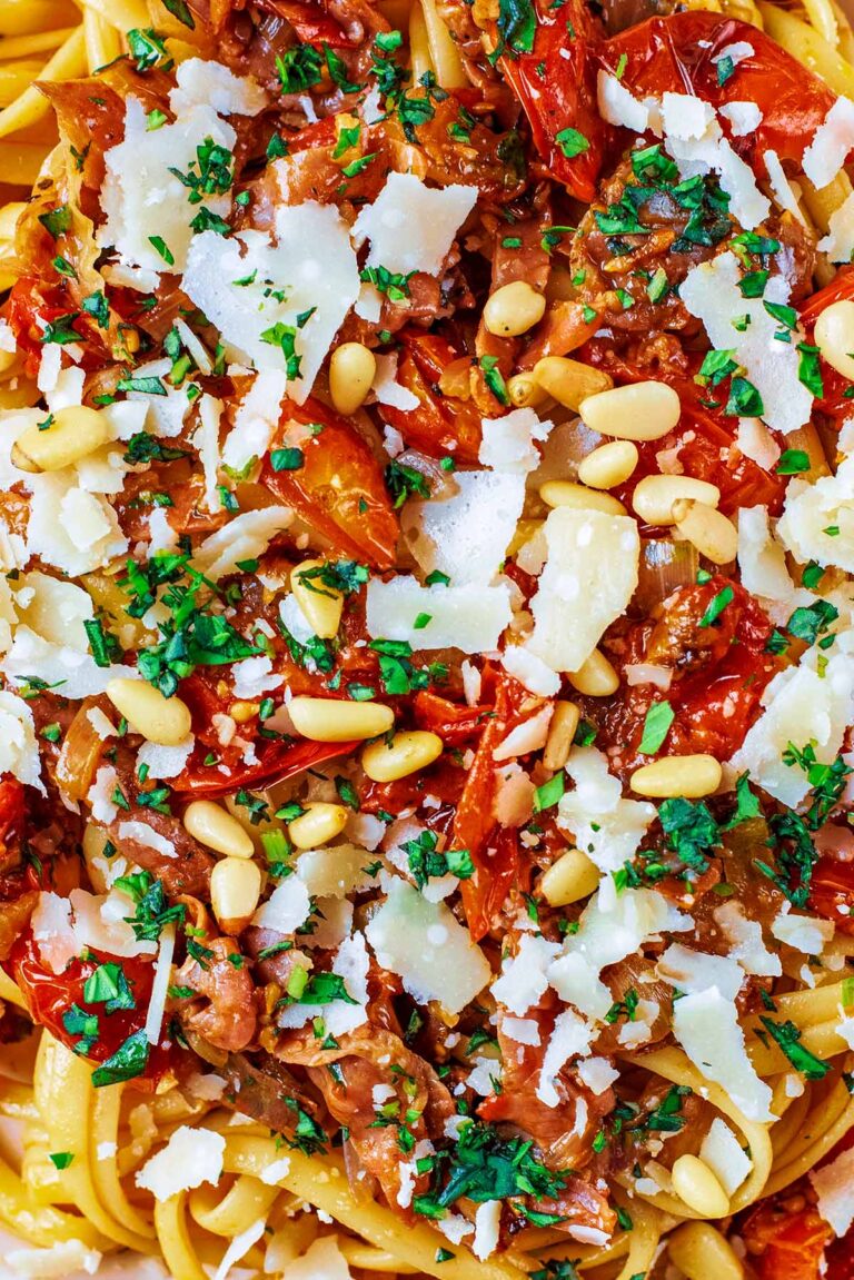 Roasted Tomato and Basil Pasta with Parma Ham - Hungry Healthy Happy
