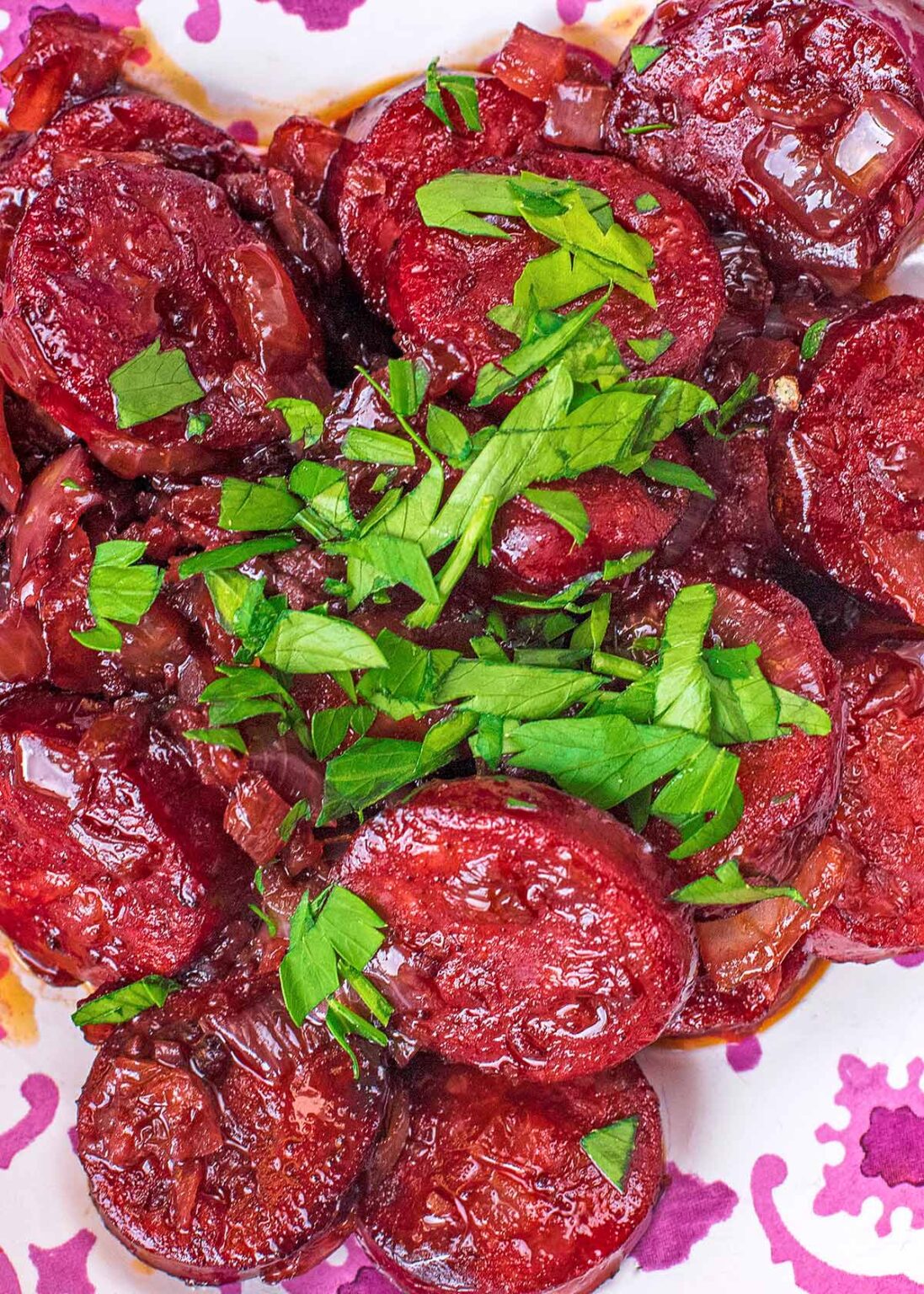 Chorizo in Red Wine - Hungry Healthy Happy