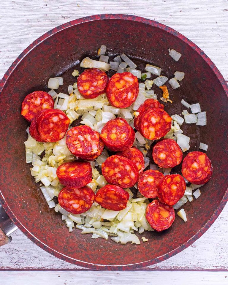 Chorizo in Red Wine - Hungry Healthy Happy