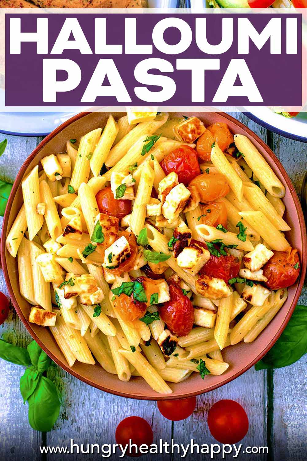 Halloumi Pasta with Roasted Tomatoes - Hungry Healthy Happy