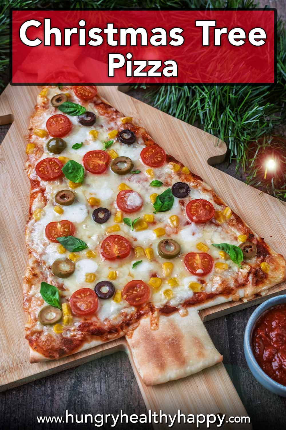 Christmas Tree Pizza - Hungry Healthy Happy