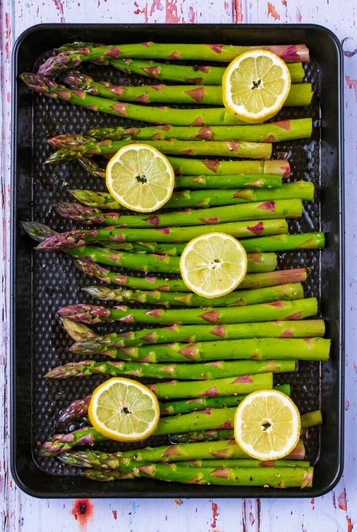 Roasted Lemon Asparagus - Hungry Healthy Happy