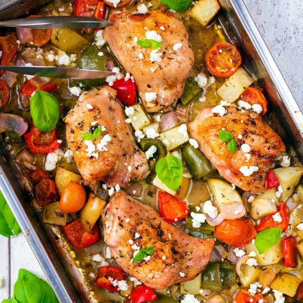 Chicken Sausage Tray Bake - Hungry Healthy Happy