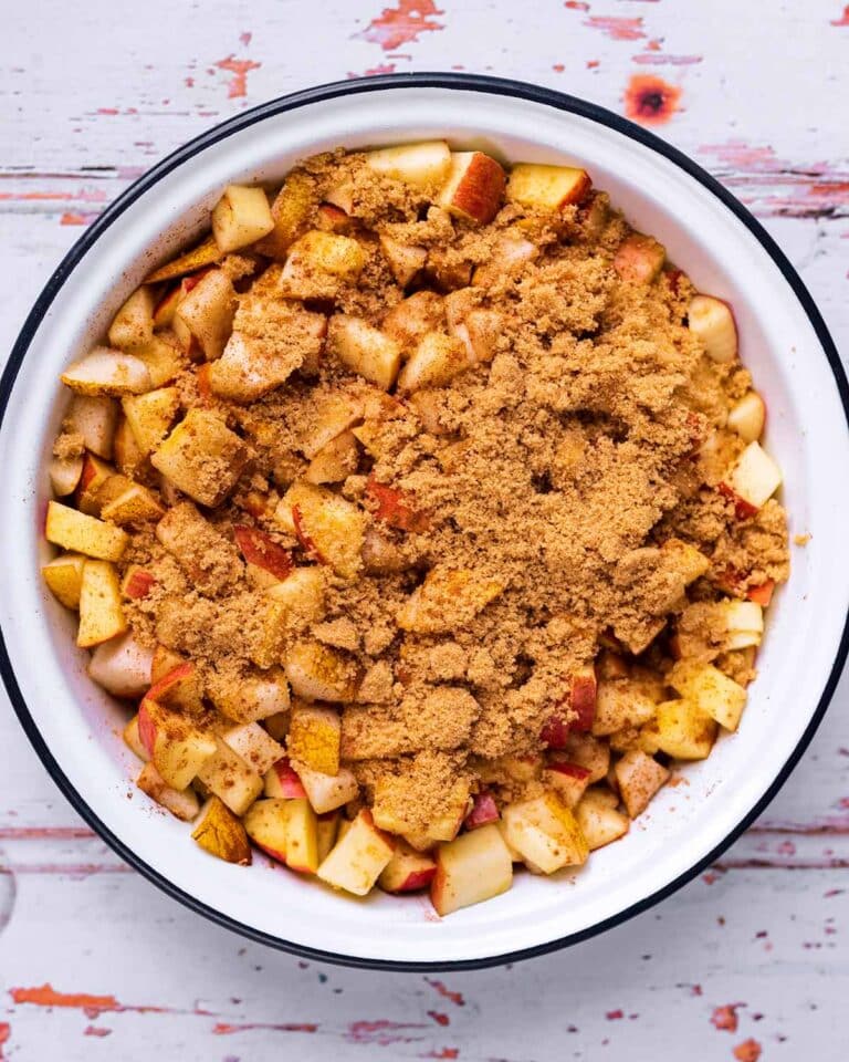 Easy Apple and Pear Crumble - Hungry Healthy Happy