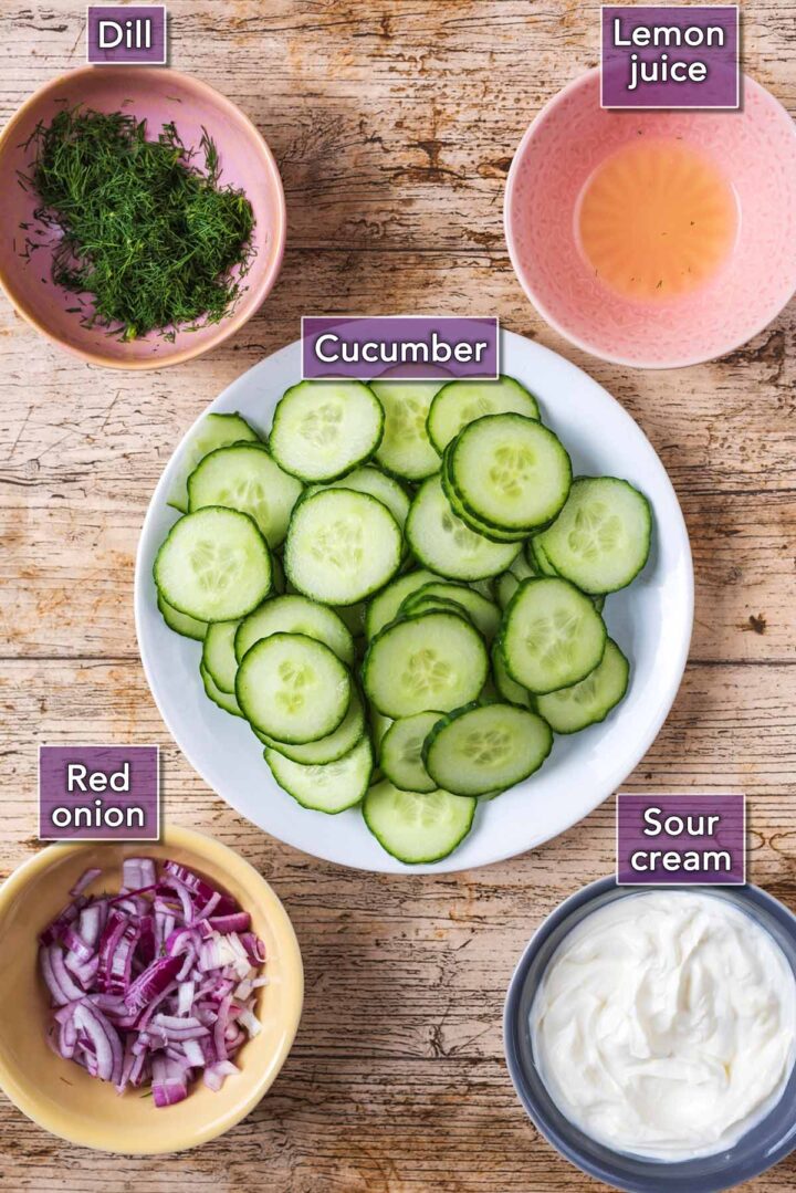 Cucumber Salad with Sour Cream and Dill - Hungry Healthy Happy