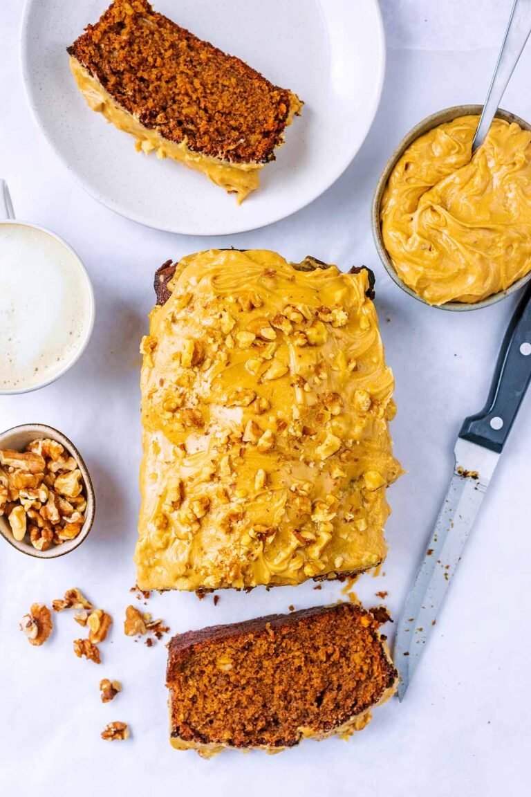 Coffee and Walnut Loaf Cake - Hungry Healthy Happy