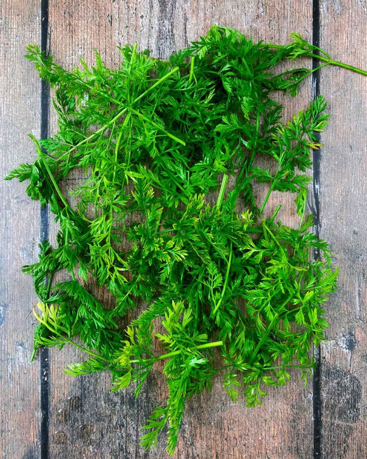 Carrot Top Pesto - Hungry Healthy Happy