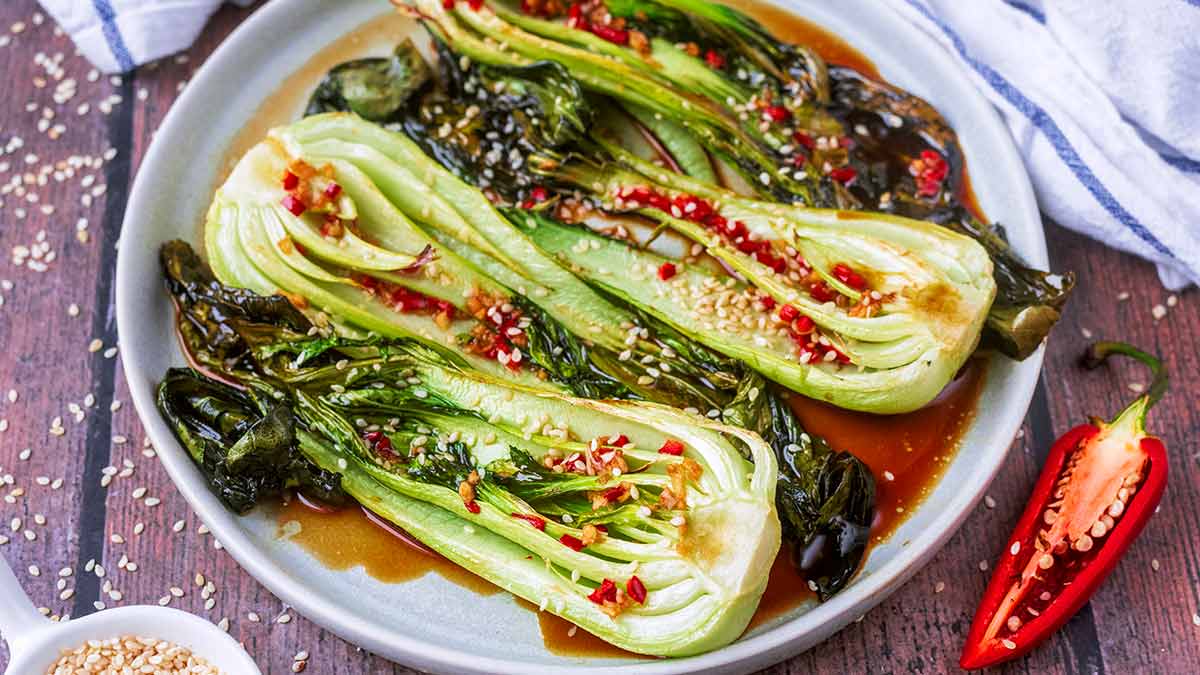 Roasted Pak Choi - Hungry Healthy Happy