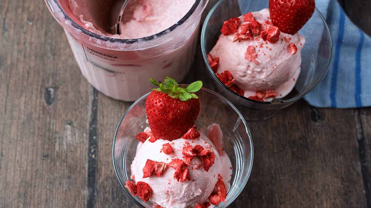 Ninja CREAMi Strawberry Ice Cream - Hungry Healthy Happy