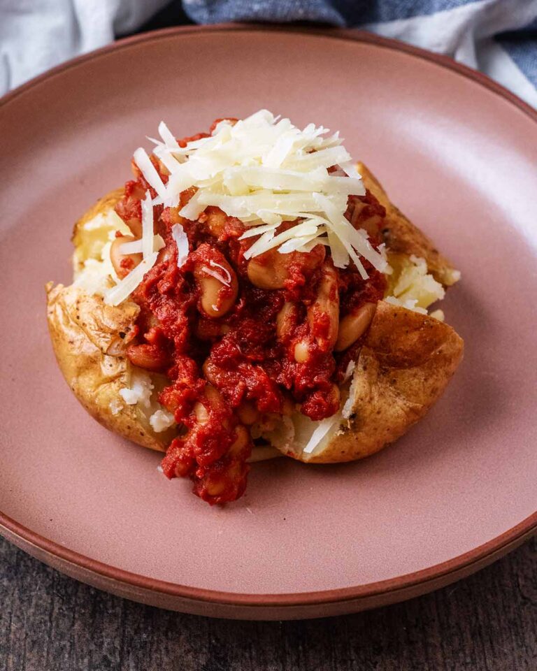Jacket Potato with Beans and Cheese - Hungry Healthy Happy