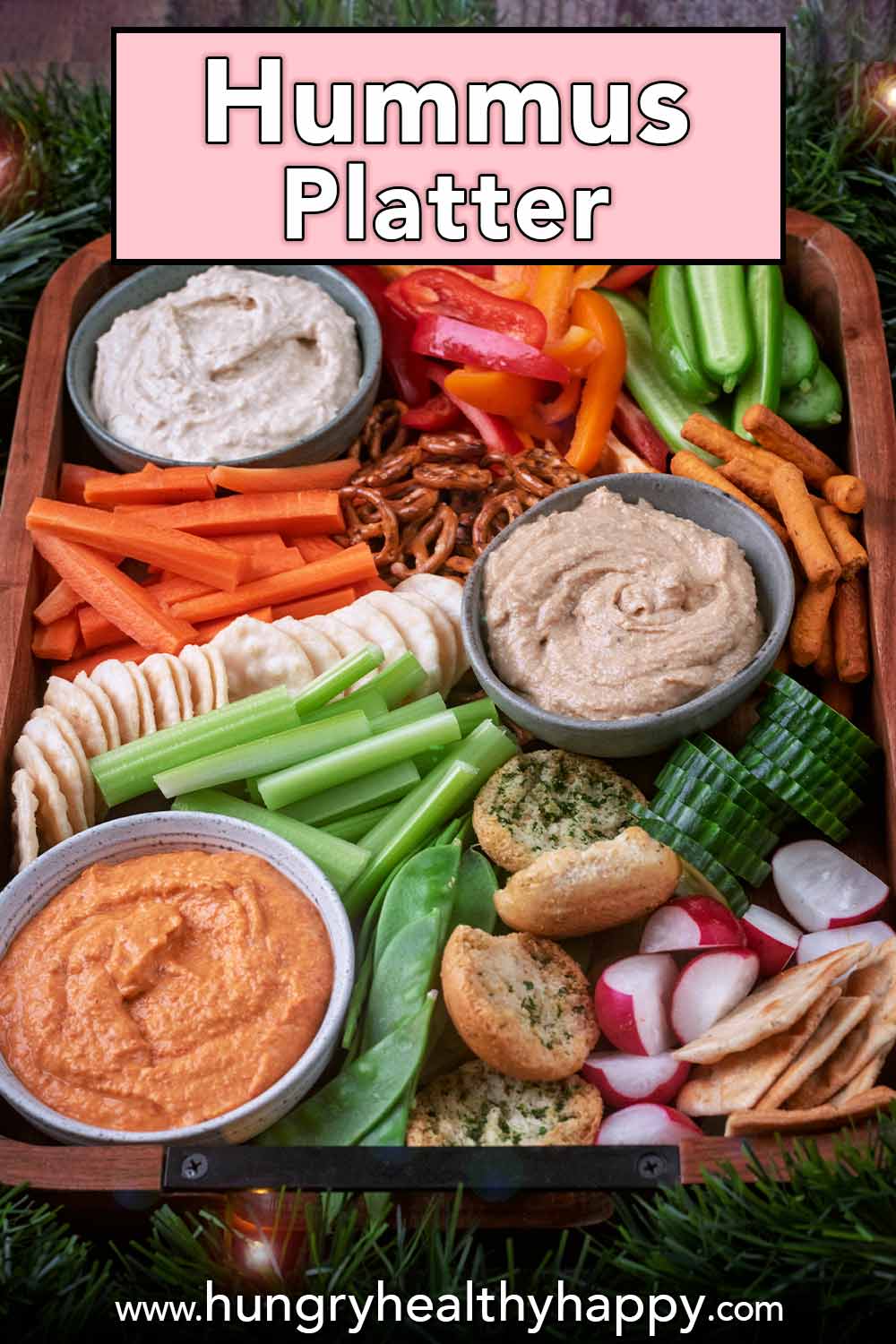 Hummus Platter with Veggies - Hungry Healthy Happy