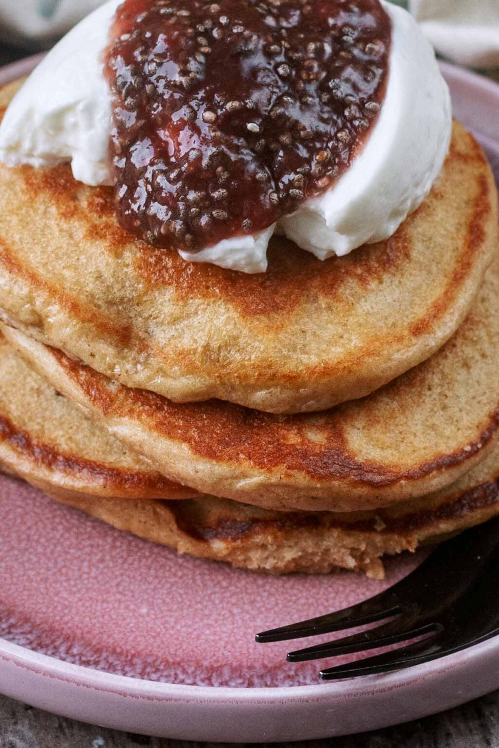 Blender Protein Pancakes (No Protein Powder) - Hungry Healthy Happy