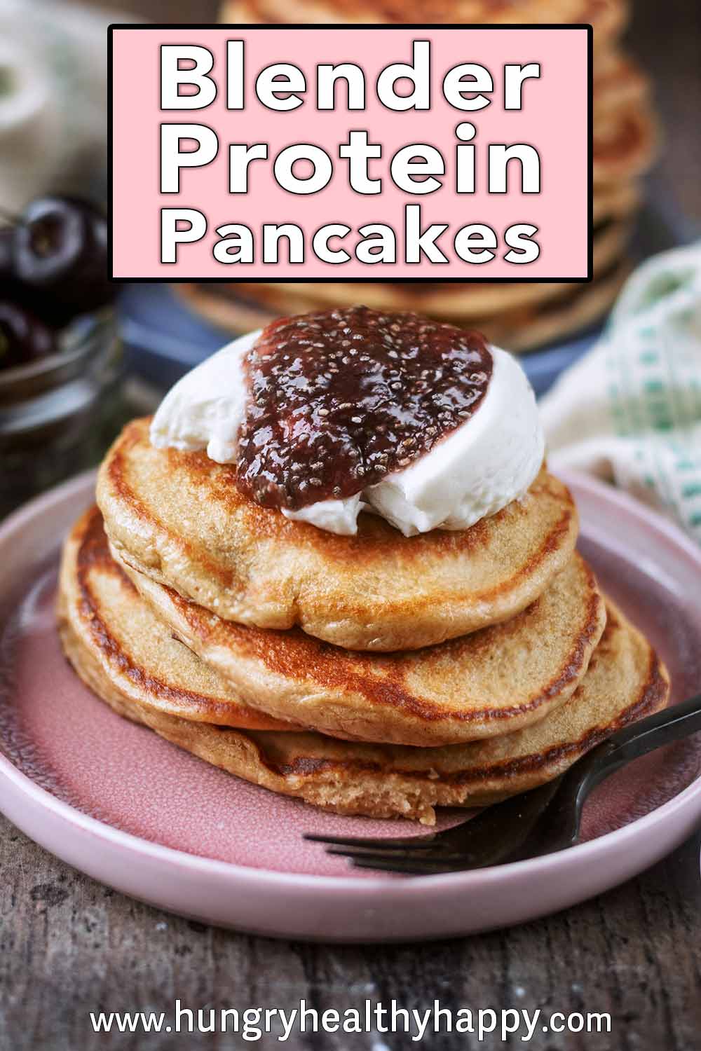 Blender Protein Pancakes (No Protein Powder) - Hungry Healthy Happy