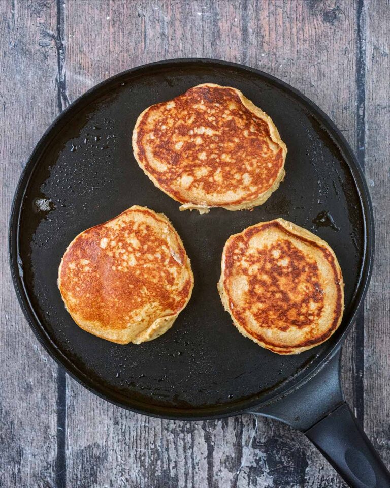 Blender Protein Pancakes (No Protein Powder) - Hungry Healthy Happy