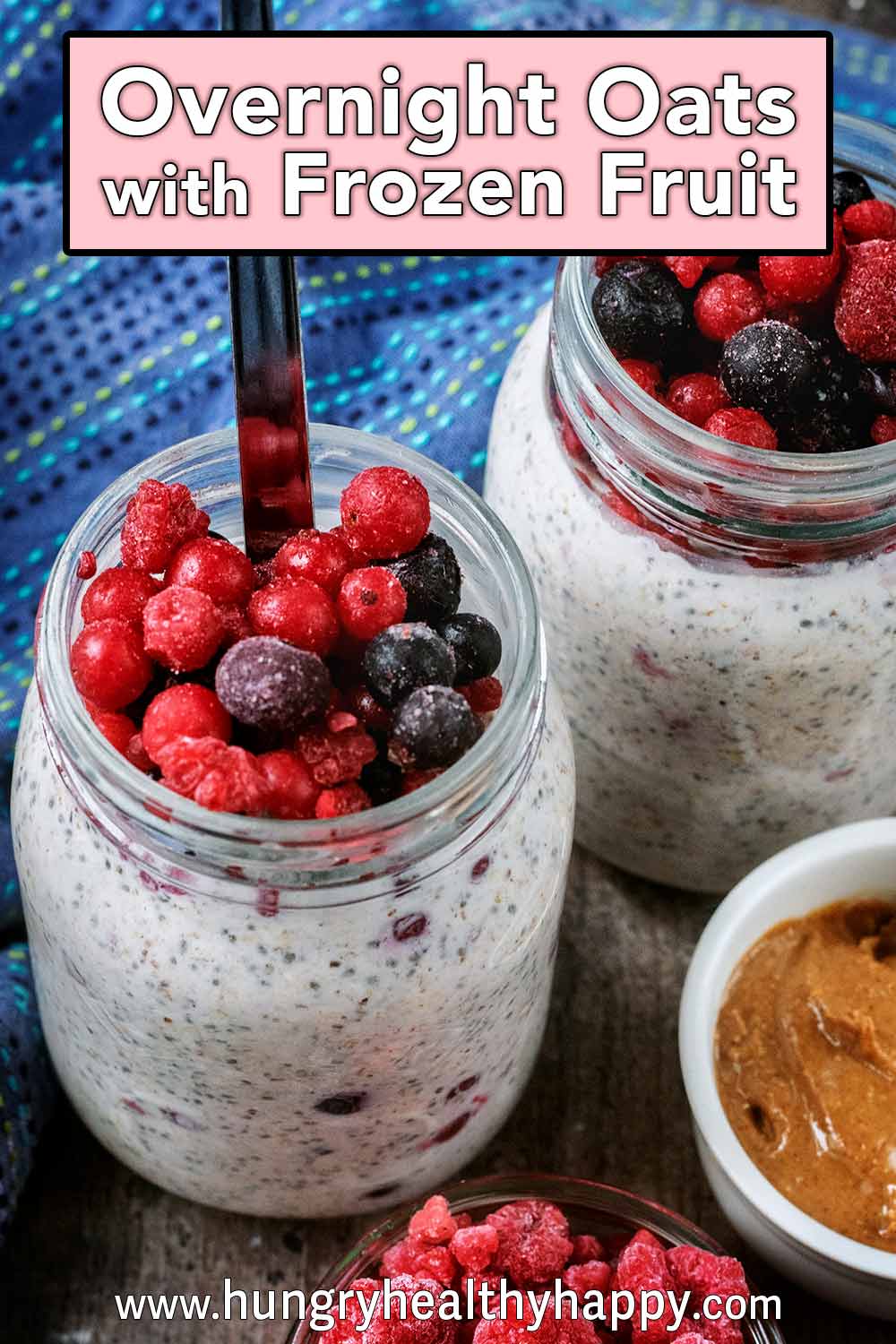 High Fibre Overnight Oats with Frozen Berries - Hungry Healthy Happy